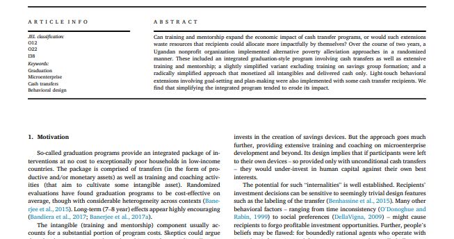 Cash-Plus: Poverty Impacts of Alternative Transfer-Based Approaches ...